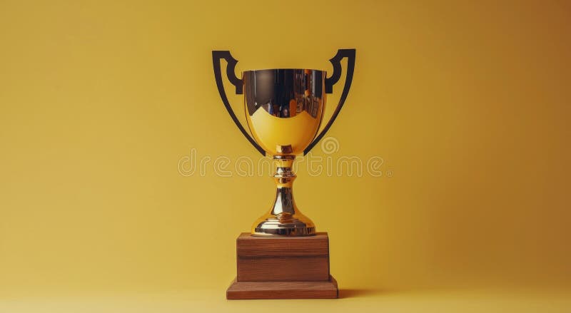 Gold Trophy on Wooden Stand Stock Photo - Image of symbolization ...