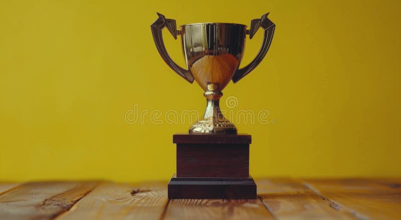 Gold Trophy on Wooden Stand Stock Image - Image of wooden, contest ...