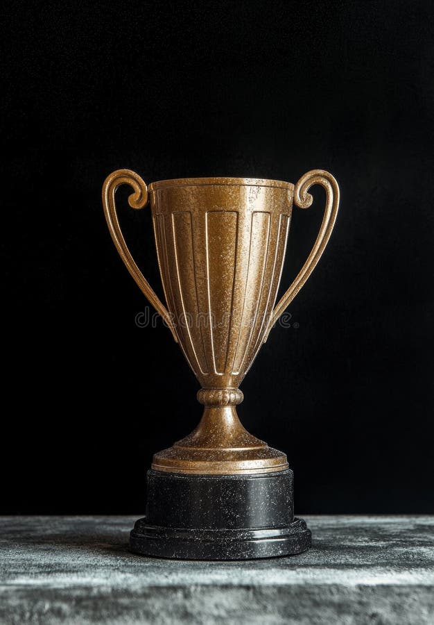 Gold Trophy on a Wooden Surface Stock Illustration - Illustration of ...