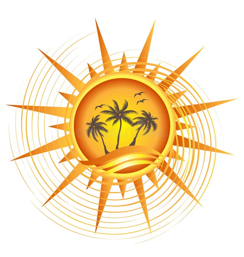 Gold tropical sun logo stock vector. Illustration of drawing - 25488445