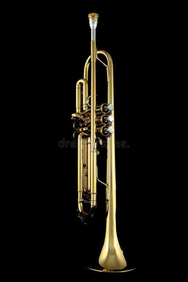 Gold trumpet in night stock photo. Image of dark, brass - 3617254