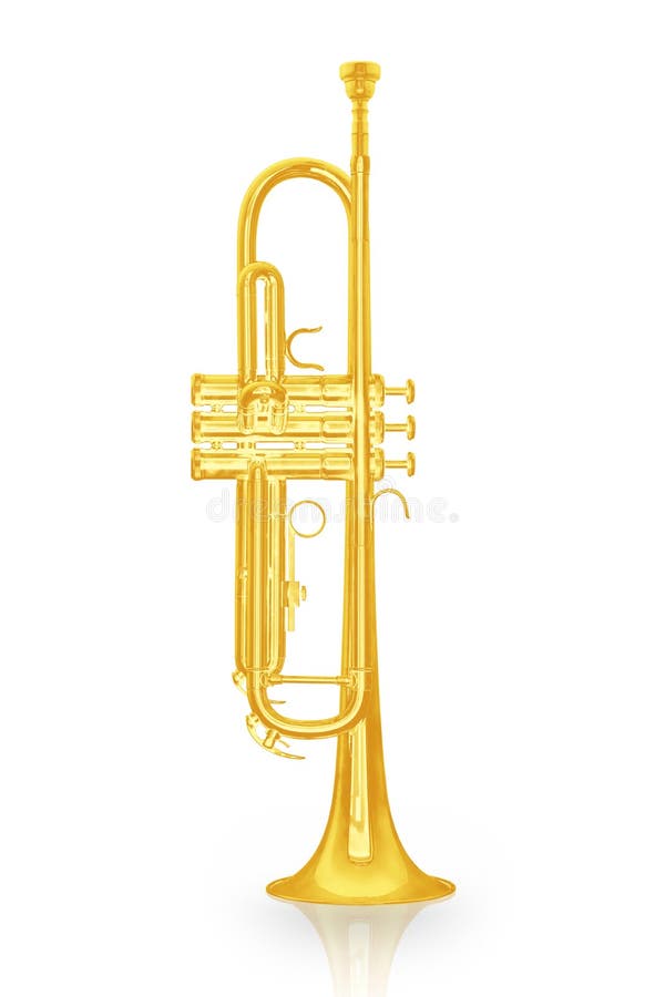 Gold Trumpet Instrument on White Background Stock Illustration ...