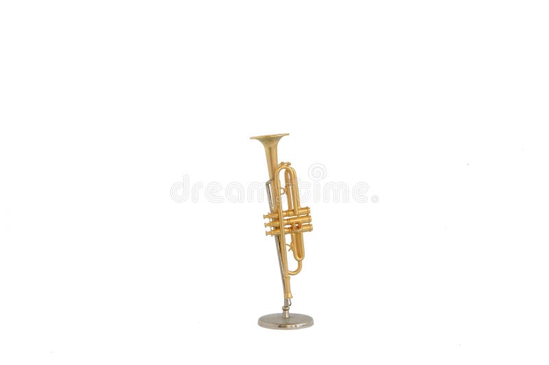 Gold Trumpet Miniature Isolated Stock Image - Image of entertainment ...