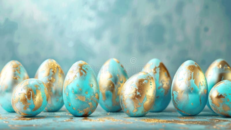 Gold and Turquoise Easter Egg Studio Background. Stock Illustration ...