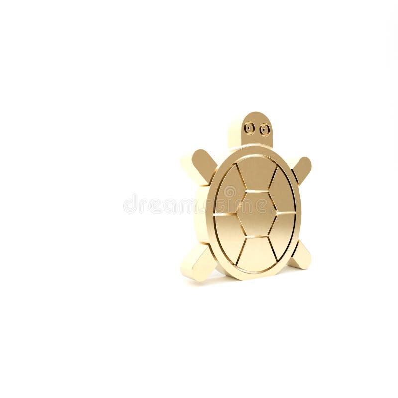 Gold Turtle Icon Isolated on White Background. 3d Illustration 3D ...