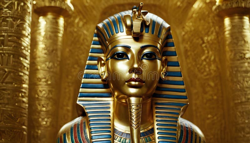 Gold Tutankhamun Statue. Tutankhamun Statue Made with Gold Stock ...