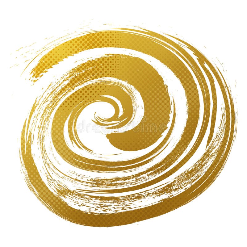 Gold Twirl Brush Texture with Halftone Effect Isolated on White ...