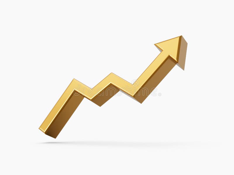 Gold Up Arrow Success Isolated Background 3d Illustration Stock ...