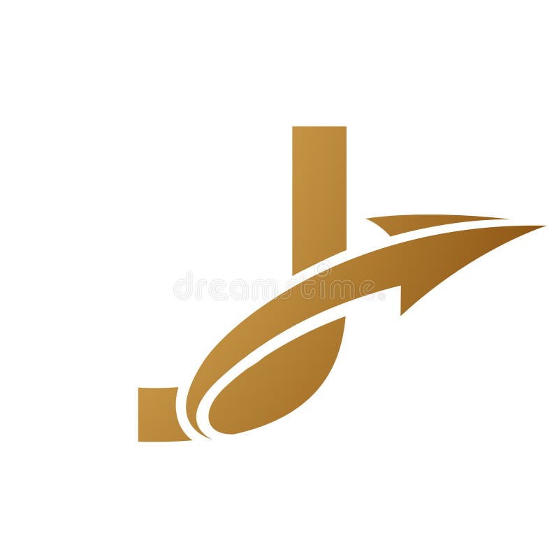 Gold Uppercase Letter J Icon with an Arrow Stock Vector - Illustration ...
