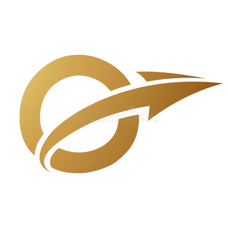Gold Uppercase Letter O Icon with an Arrow Stock Vector - Illustration ...