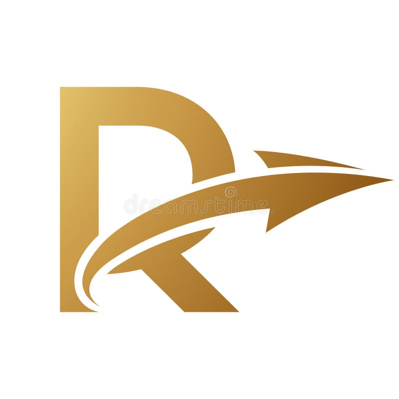 Gold Uppercase Letter R Icon with an Arrow Stock Vector - Illustration ...