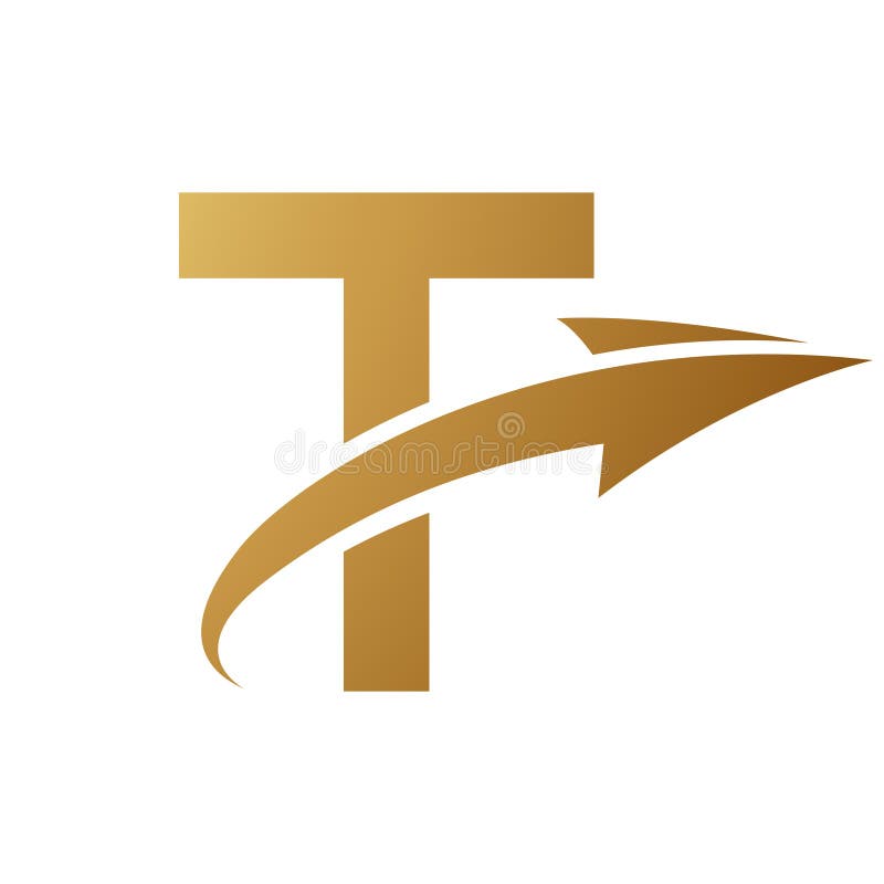 Gold Uppercase Letter T Icon with an Arrow Stock Vector - Illustration ...