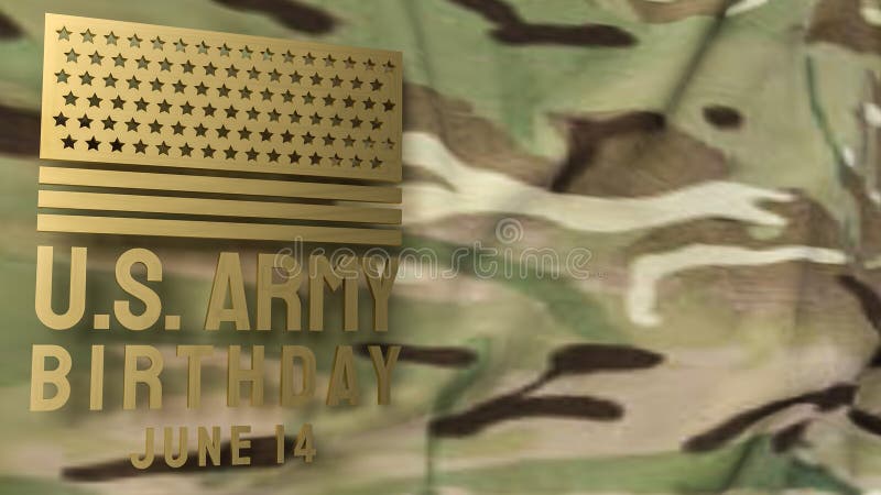Gold Us Army Birthday Text on Military Pattern for Holiday Concept 3d ...