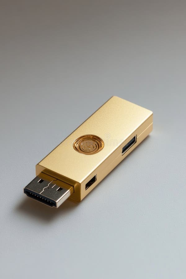 Gold USB Drive on Table stock photo. Image of storage - 379901614