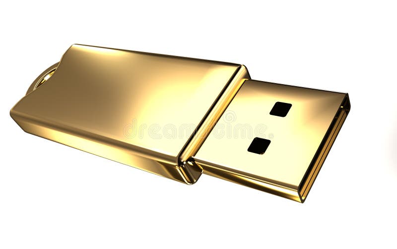Gold USB flash drive stock illustration. Illustration of chip - 20839142