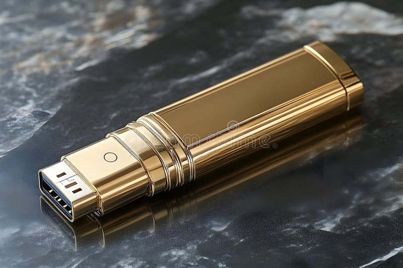 Golden USB Flash Drive stock illustration. Illustration of entrepreneur ...