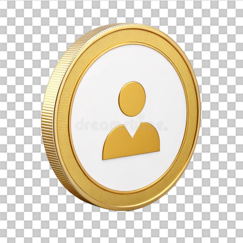 Gold User Icon Coin 3D Render Stock Illustration - Illustration of gold ...