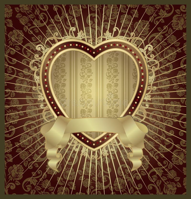 Gold Valentine Heart Medallion Stock Vector - Illustration of heart ...
