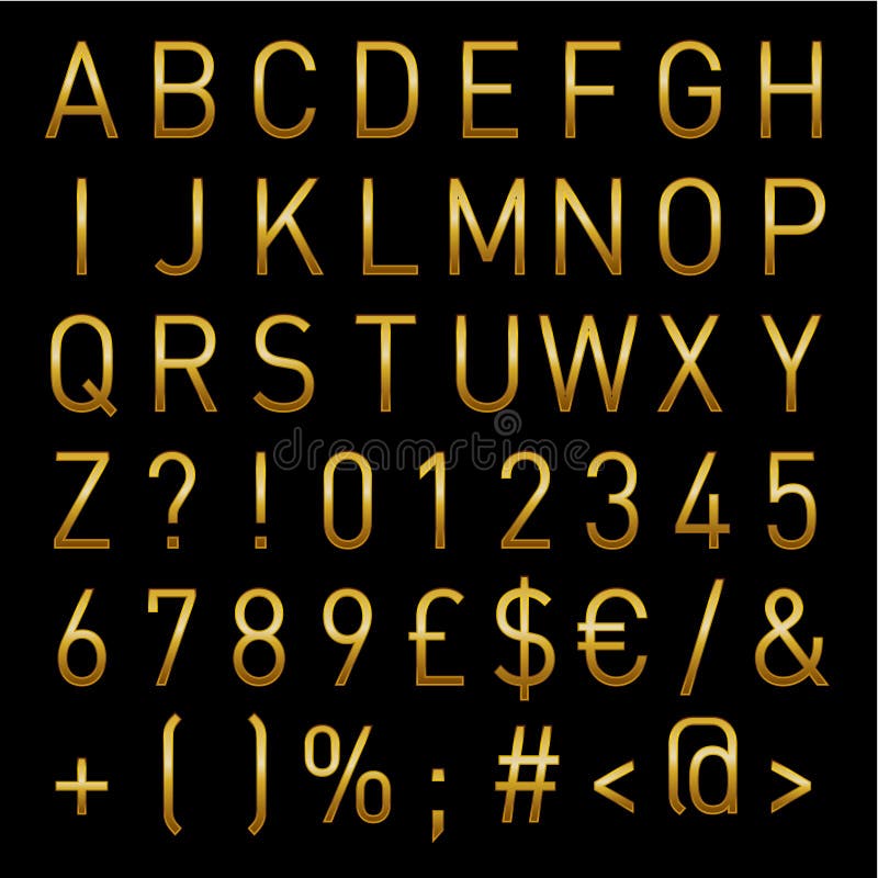 Alphabet Gold Letters Numbers Stock Illustrations – 4,479 Alphabet Gold ...