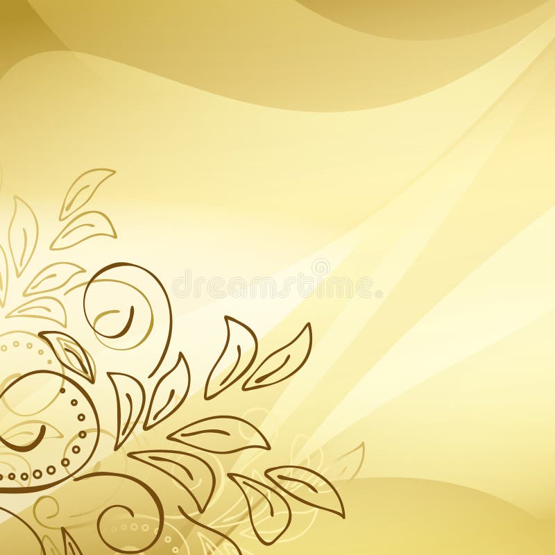 Gold Vector Background with Floral Elements in the Corner Stock Vector ...