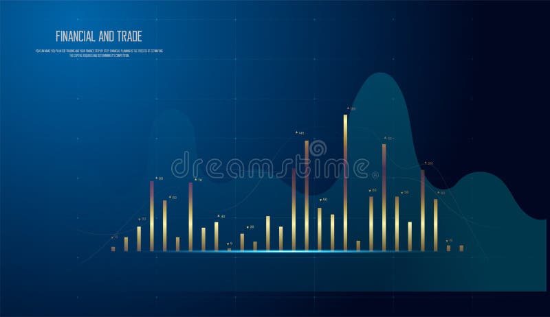 The Gold Vector of Digital Technology Fantastic Charts Design. a Blue ...