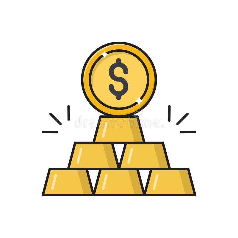 Gold Vector Flat Color Icon Stock Vector - Illustration of finance ...