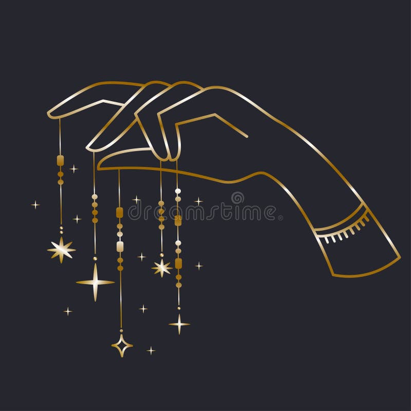 Gold Vector Illustration. Magical Hand Drawings. the Concept of Magic ...