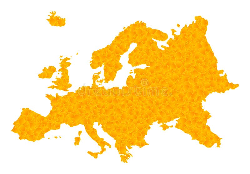 Gold europe map stock illustration. Illustration of european - 7036338