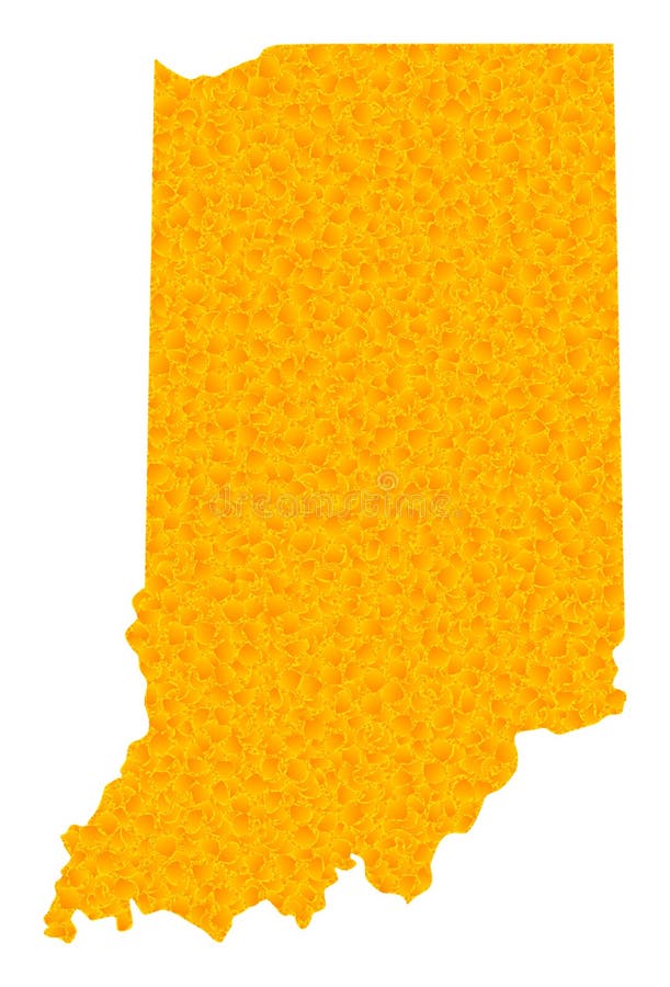 Gold Vector Map of Indiana State Stock Vector - Illustration of state ...