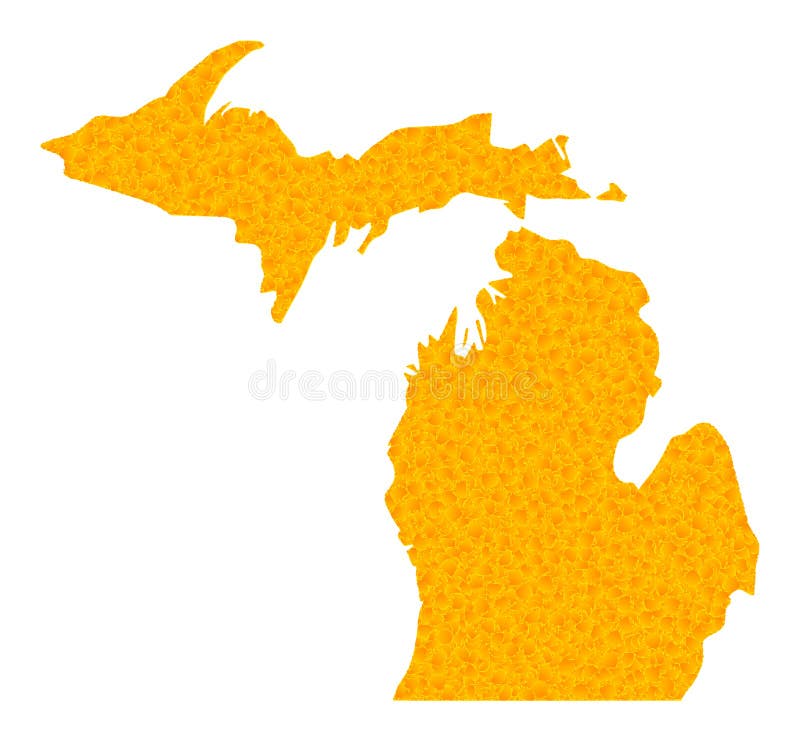 Gold Vector Map of Michigan State Stock Vector - Illustration of region ...