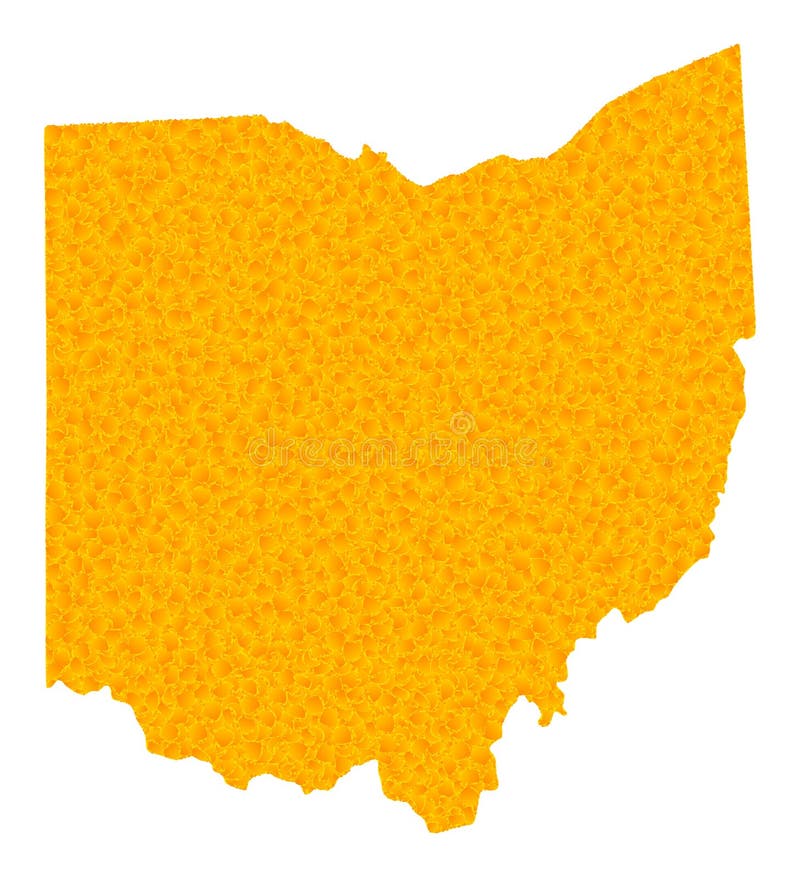 Gold Vector Map of Ohio State Stock Vector - Illustration of golden ...