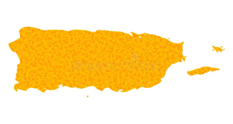 Gold Vector Map of Puerto Rico Stock Vector - Illustration of regional ...