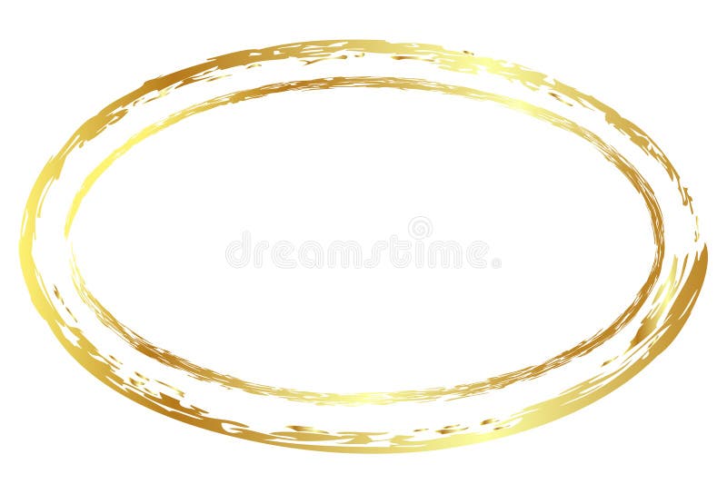 Gold Golden Vector Simple Double Line Oval Frame from Crayon, at White ...