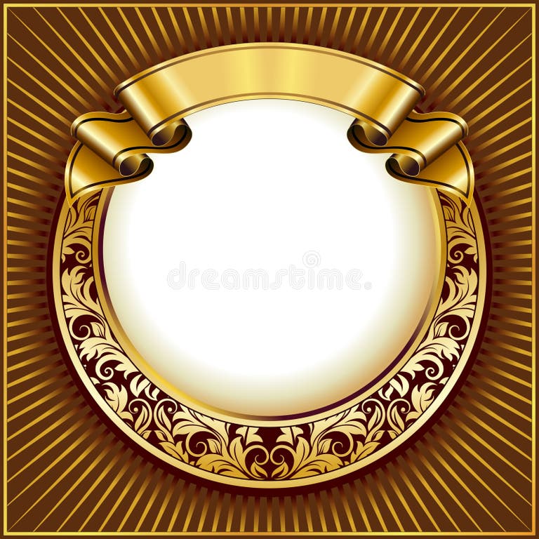 Gold Vintage Circle Frame with Ribbon Stock Vector - Illustration of ...