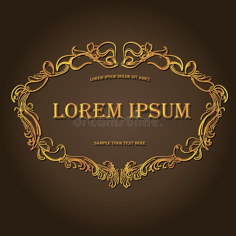 Gold Vintage Hand Drawn Frame with Text Box Stock Vector - Illustration ...