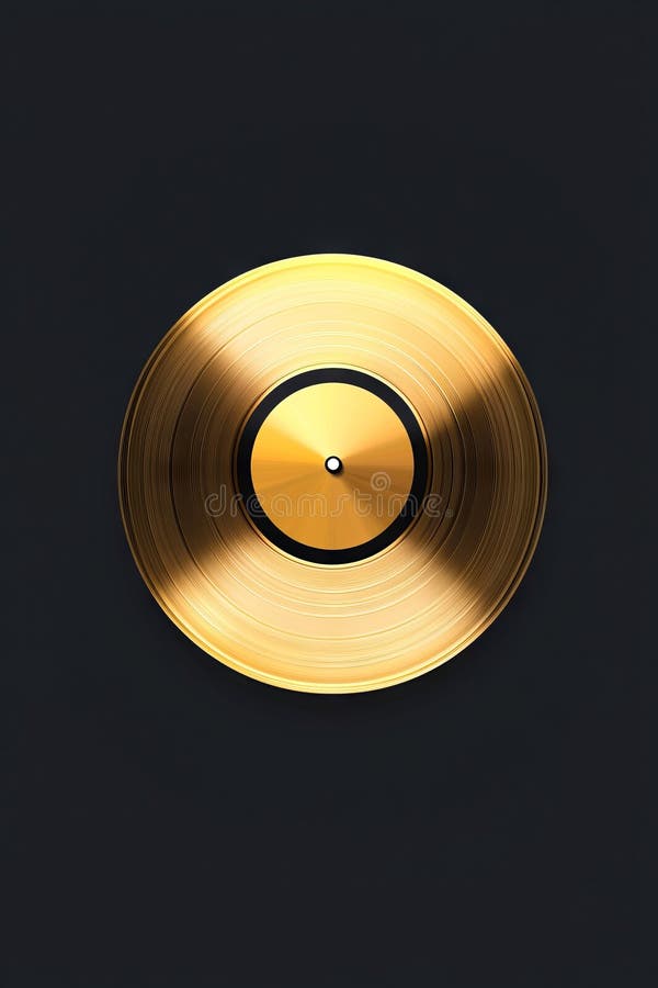 A Gold Vinyl Record on a Black Background Stock Photo - Image of ...