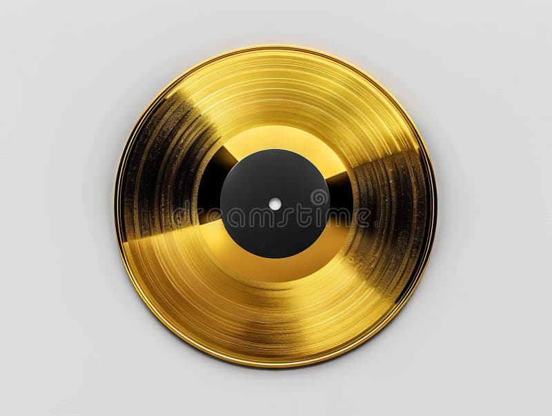 A Gold Vinyl Record on a White Wall Stock Photo - Image of metal, bowed ...