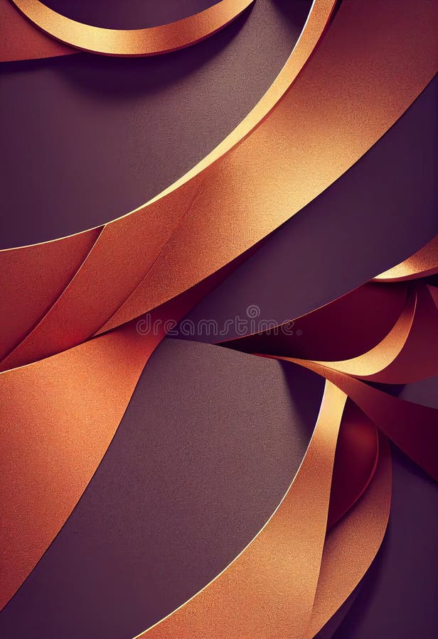 Gold and Violet Wavy Shapes Abstract Background. Stock Illustration ...