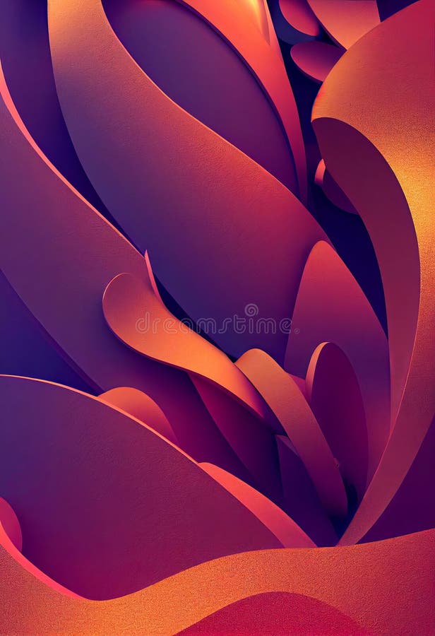 Gold and Violet Wavy Shapes Abstract Background. Stock Illustration ...