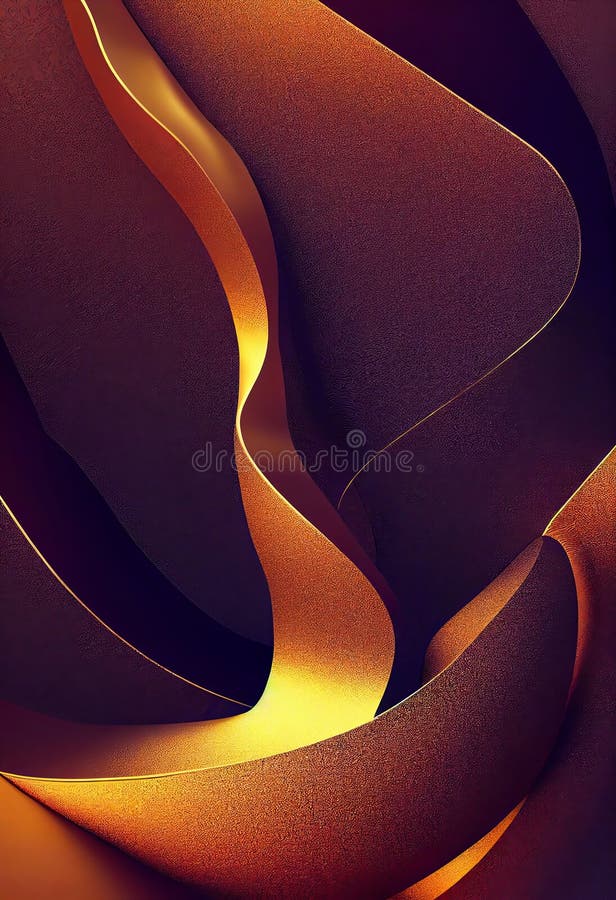 Gold and Violet Wavy Shapes Abstract Background. Stock Illustration ...