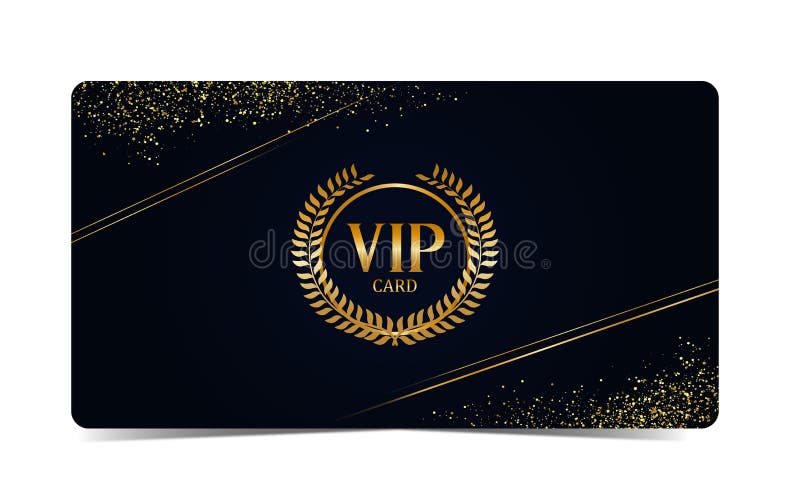 Gold VIP Card with Laurel and Glitter. Vector Illustration Stock Vector ...
