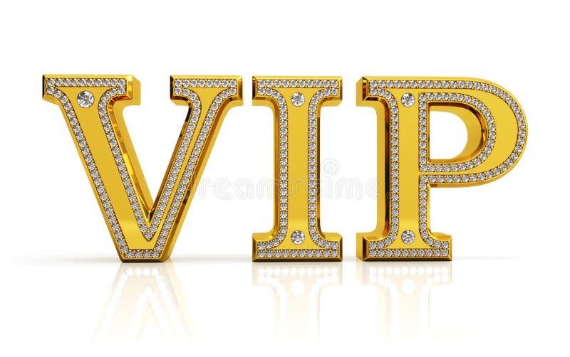 Gold VIP Text with Diamonds Stock Illustration - Illustration of gold ...