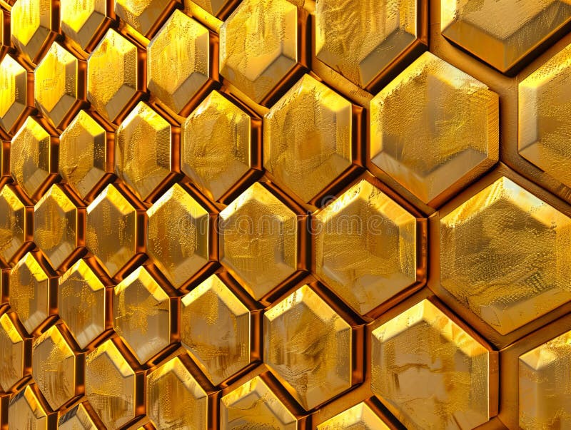 A Gold Wall with Hexagonal Tiles Stock Image - Image of hexagonal ...
