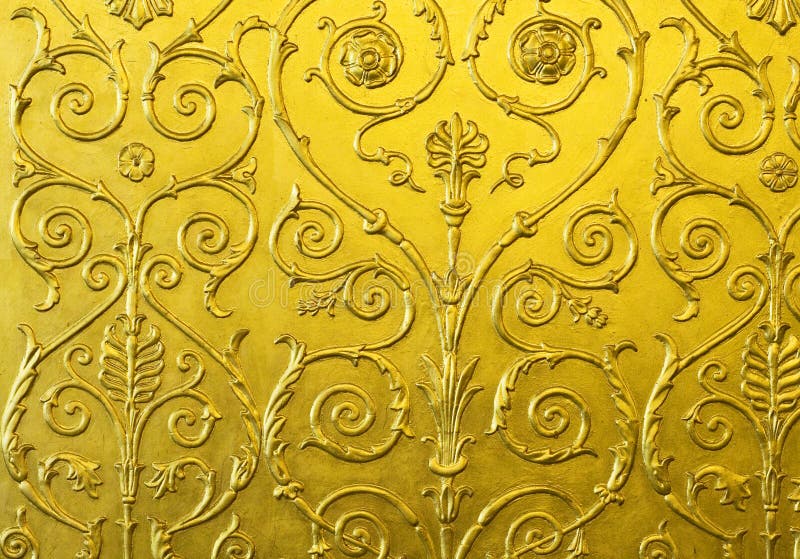 Gold wall with ornament stock image. Image of golden, ornament - 5495841