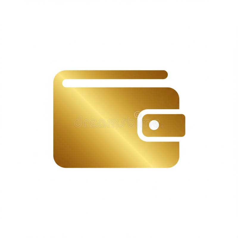 Gold Wallet Icon on a White Background. Simplistic Design Features a ...