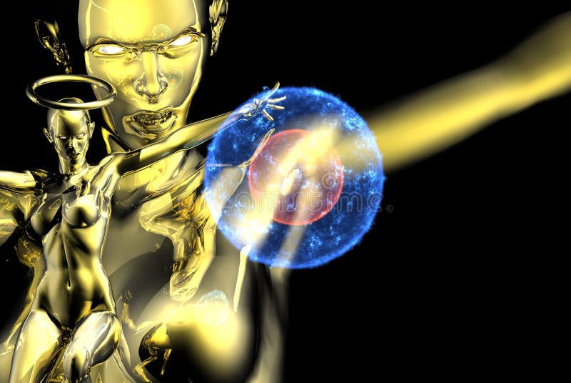 A gold warrior angel stock illustration. Illustration of magic - 1317426