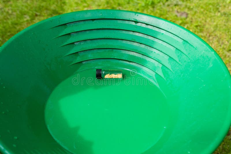 Gold pan with gold stock photo. Image of wash, picking - 152724704