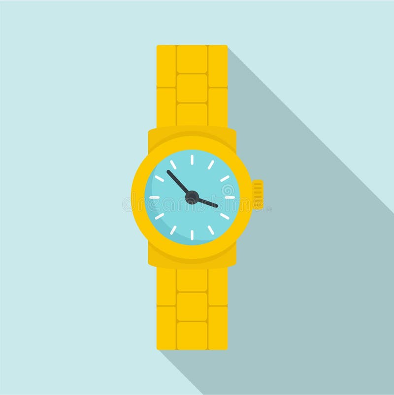 Gold Watch Icon, Flat Style Stock Vector - Illustration of marketing ...