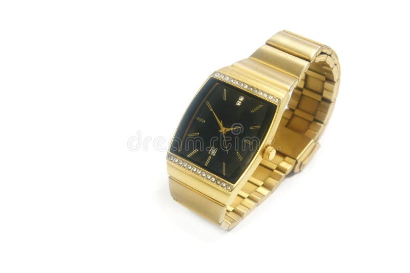 Gold watch isolated stock photo. Image of deadline, business - 34895500