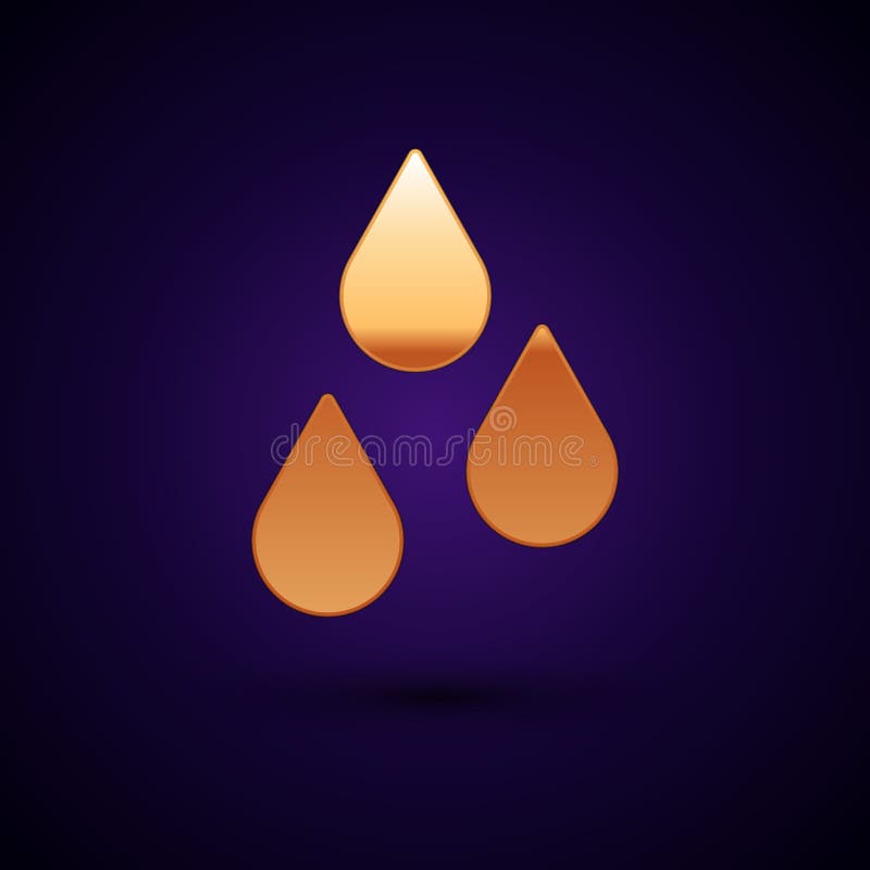 Gold Water Drop Icon Isolated on Black Background. Vector Stock Vector ...
